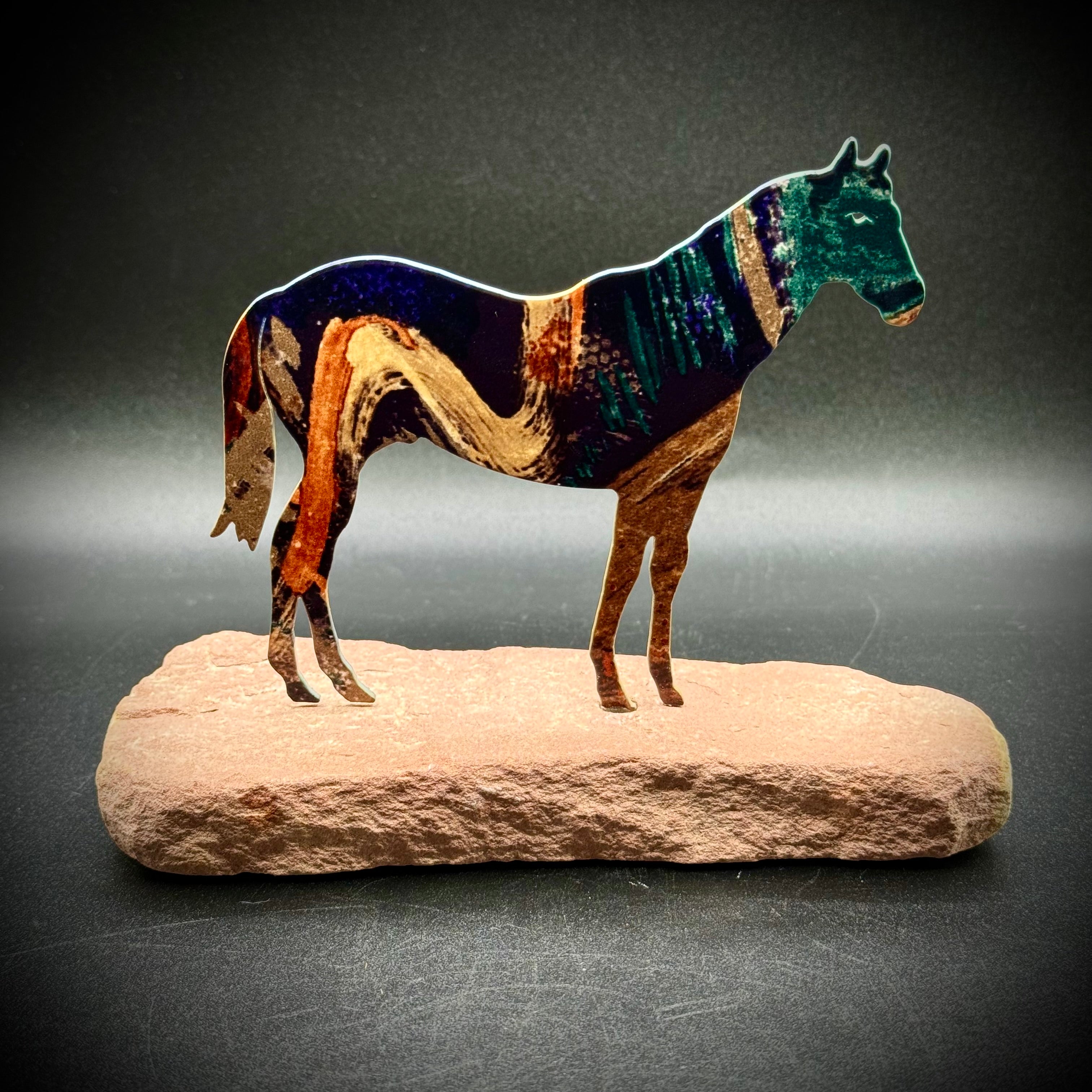 Vintage Metal Lazart Stallion on Sandstone – Picker Road Boutique