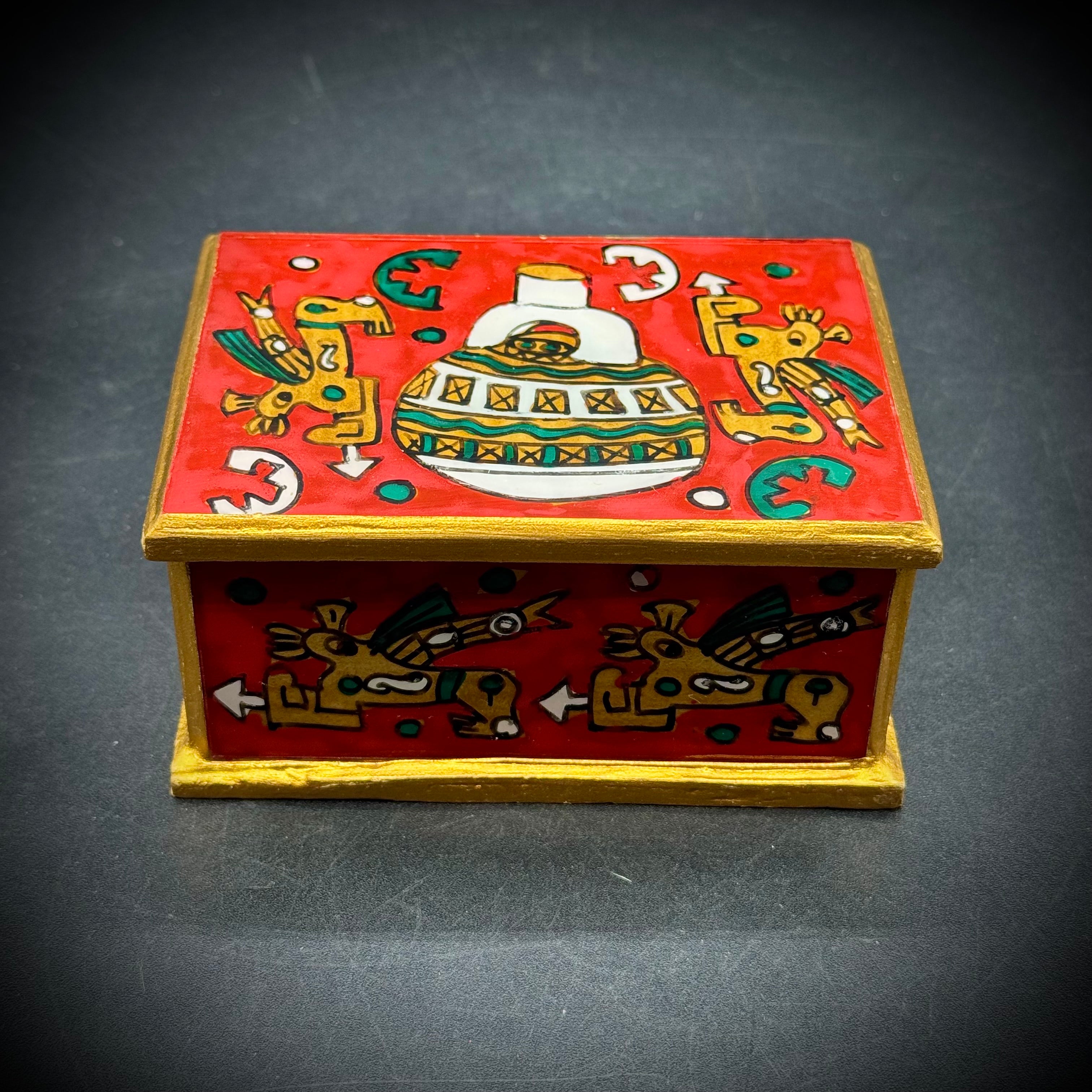 South American Made Mayan Motif Hinged Lidded Trinket Box – Picker Road ...