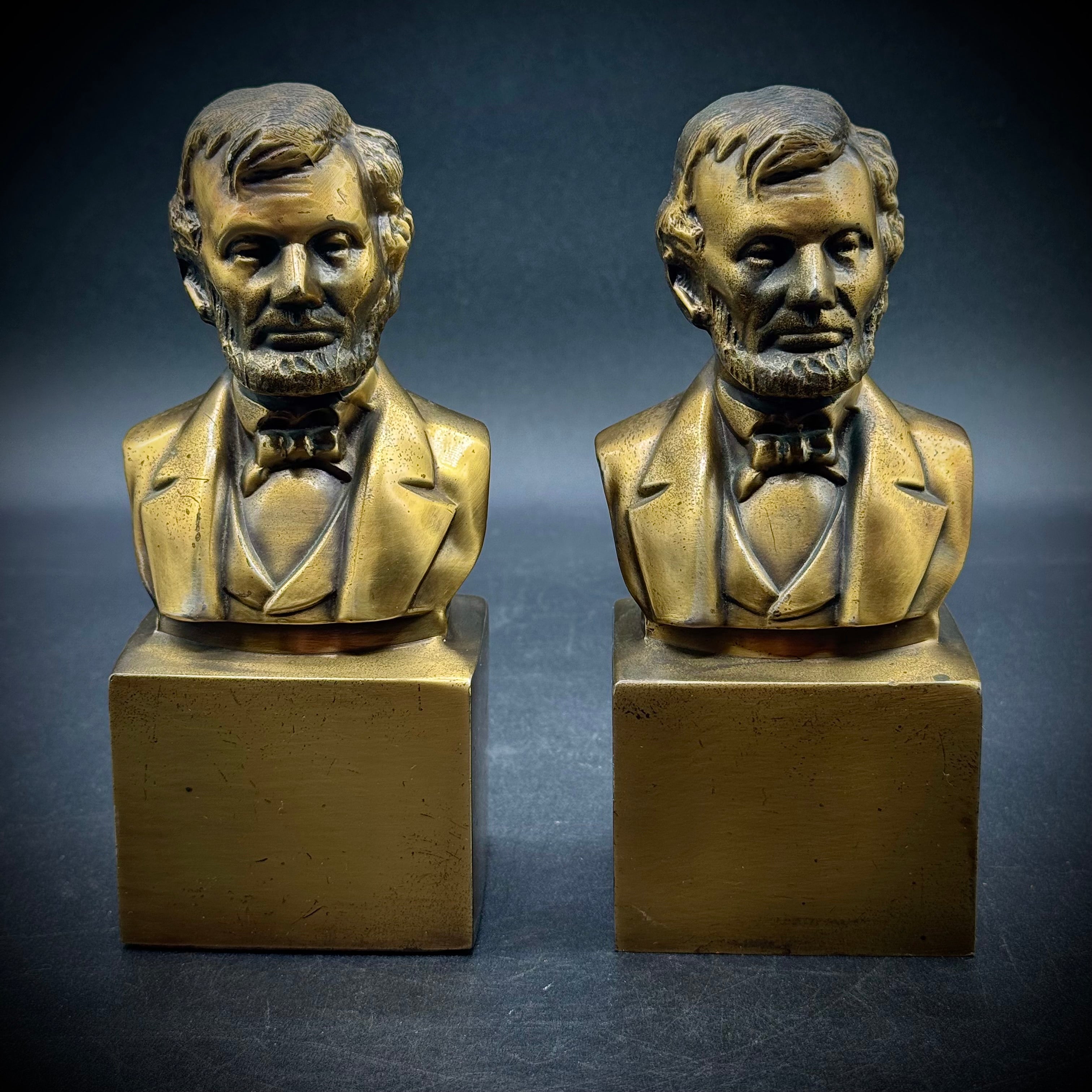 Pair of Vintage Heavy Bronze Abraham Lincoln Bust Bookends – Picker ...