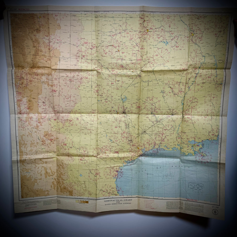 Original WWII "Jolly Roger " Bomber Group Navigation Chart of Texas ...