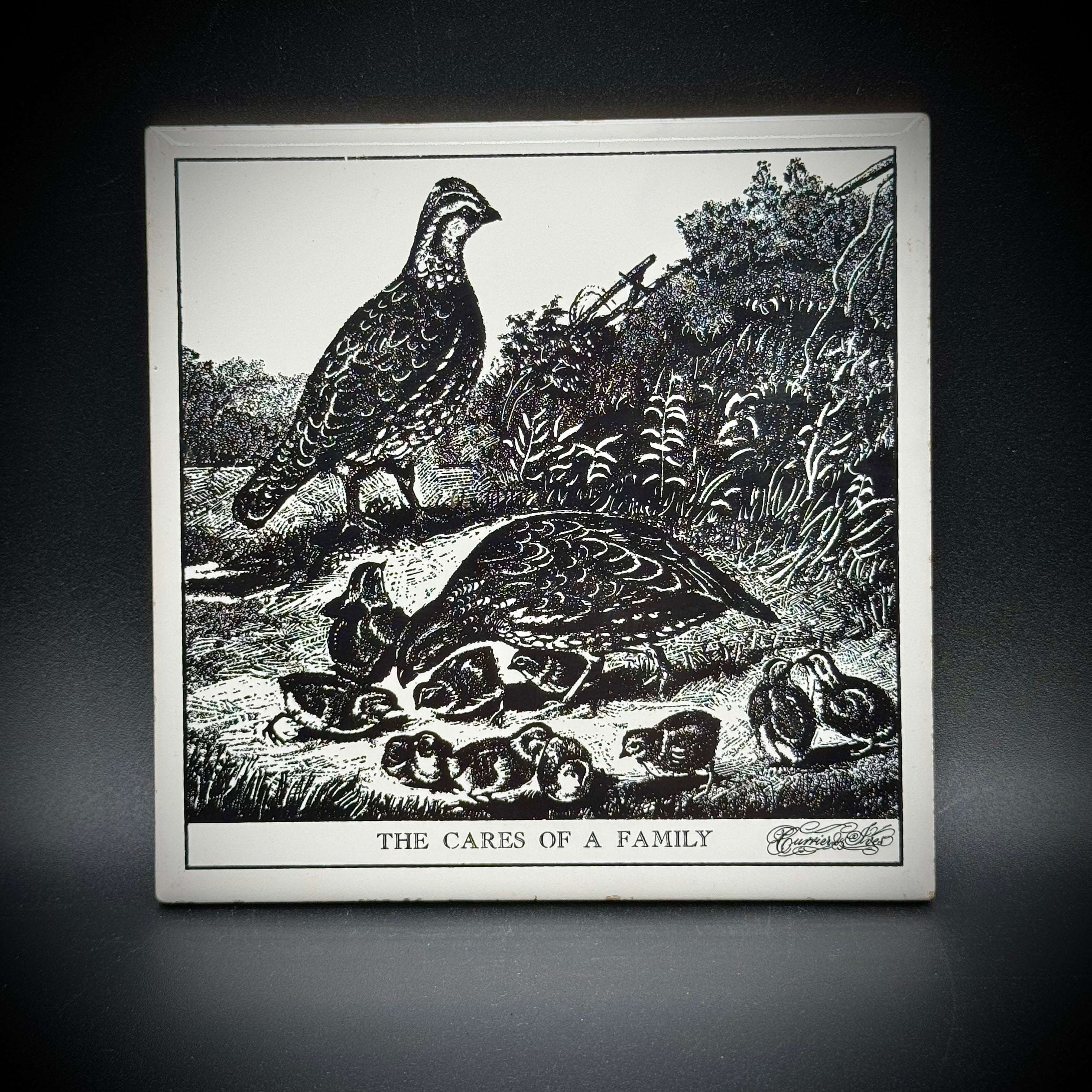 Currier & Ives Quail Motif "The Cares of A Family" Tile/Trivet – Picker ...