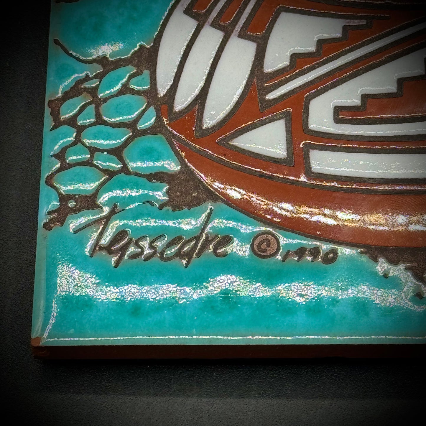 Vintage Artist Cleo Teissedre Native American Style Bear Pottery Tile ...